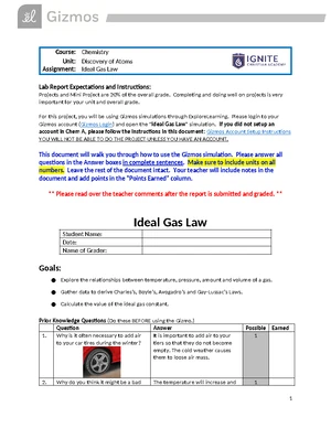 Gas Laws - Study Notes & Assignments - Studocu