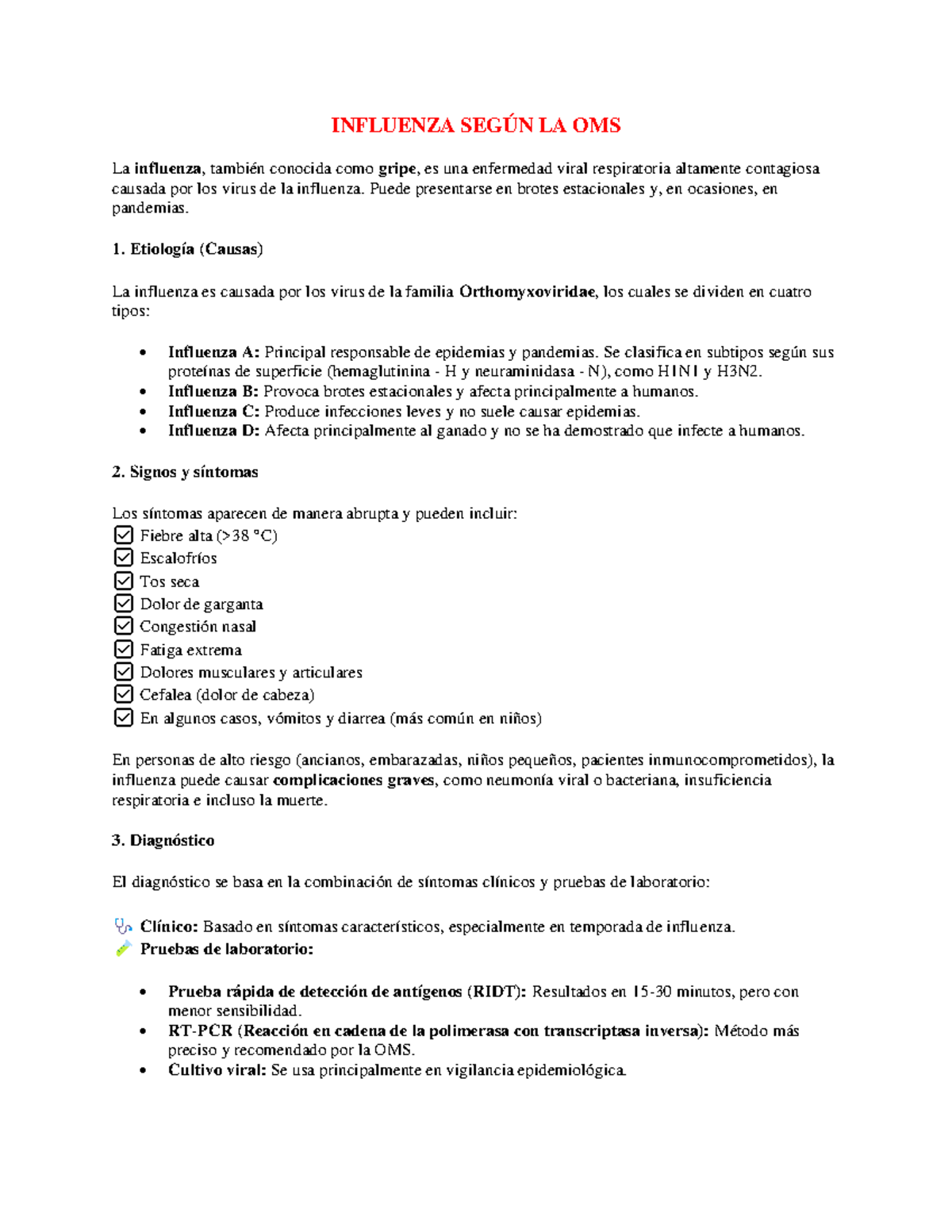MED Tropical - Influenza, Gastroenteritis y Salmonelosis según la OMS y ...
