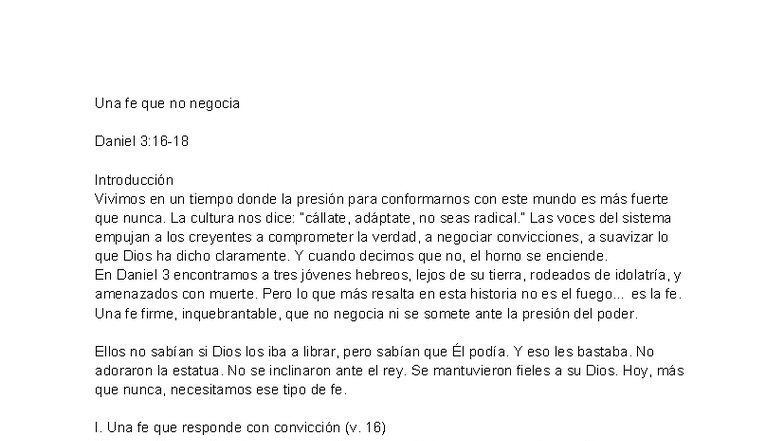 Una fe inquebrantable en Daniel: Apuntes motivacionales - Studocu