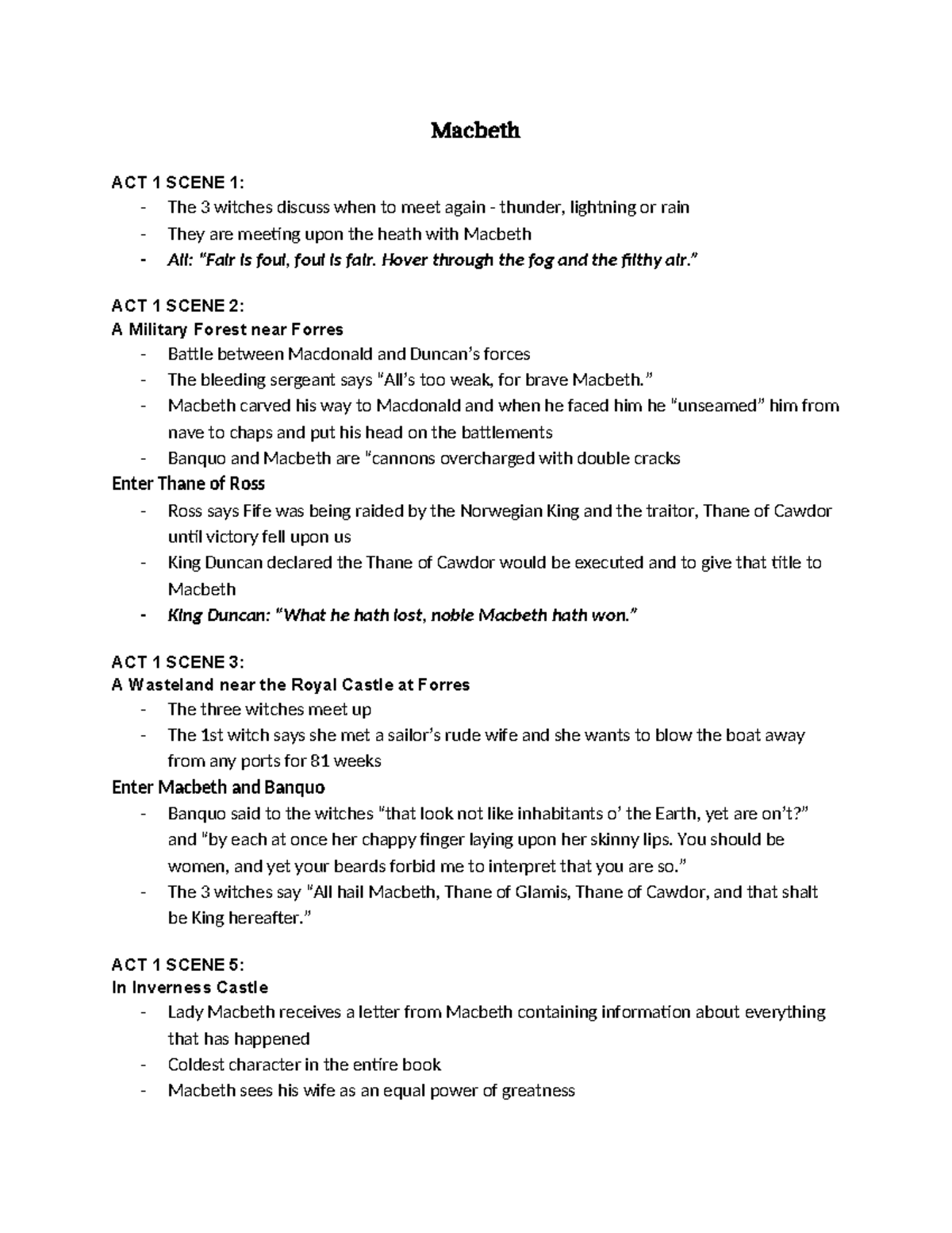 Macbeth - Macbeth ACT 1 SCENE 1: - The 3 witches discuss when to meet ...