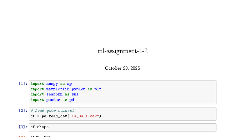 ML Assignment 1: Data Analysis with Pandas and NumPy - Studocu