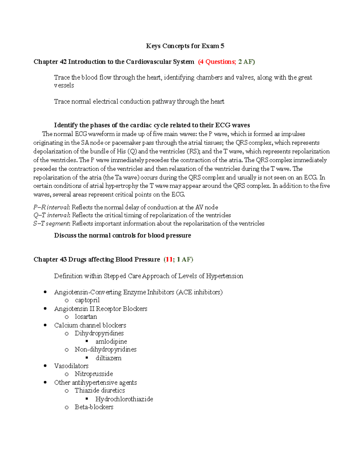 Key Concepts Outline for Exam 5 - Keys Concepts for Exam 5 Chapter 42 ...