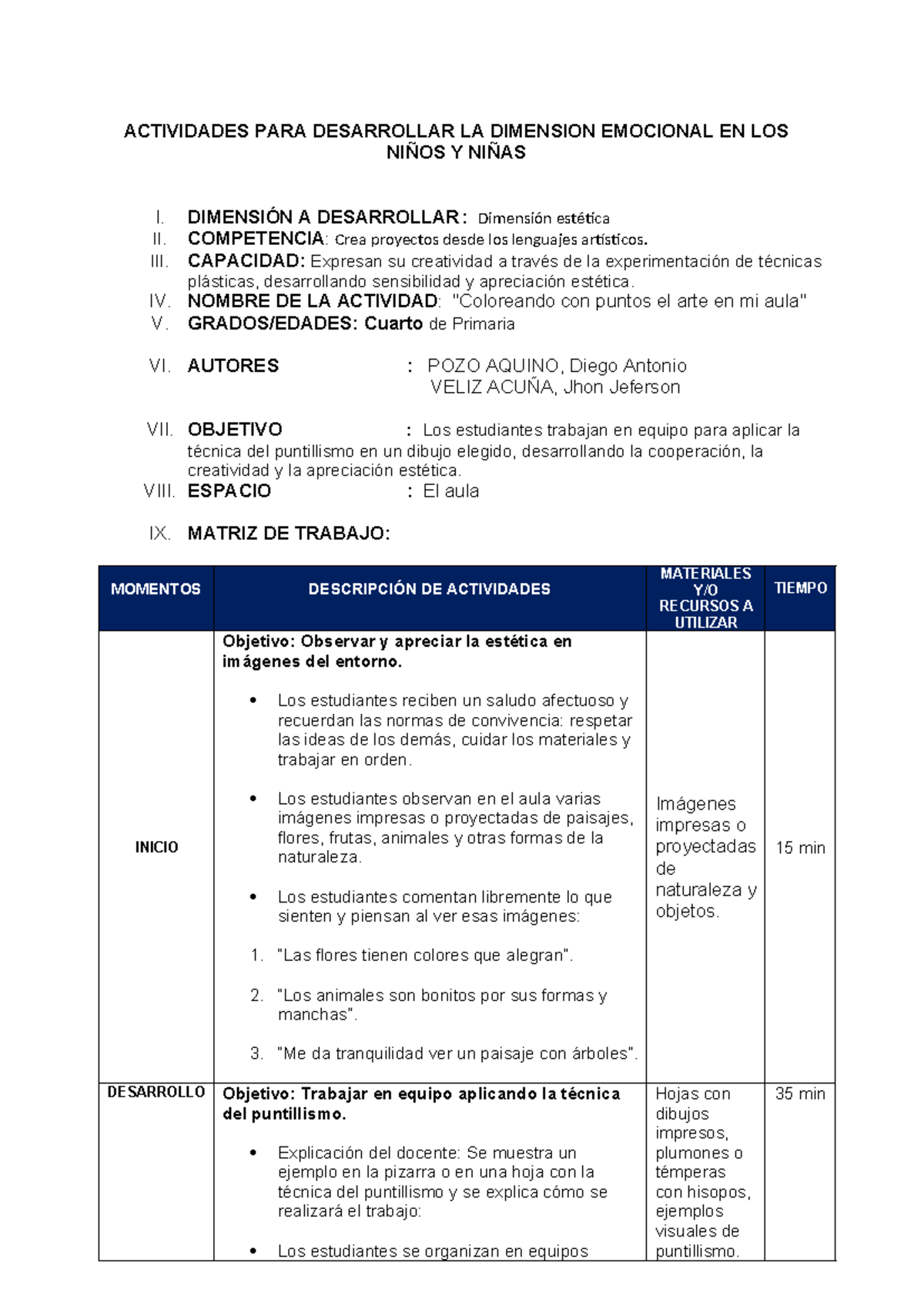 Actividades de Puntillismo para Desarrollar la Dimensión Estética en ...