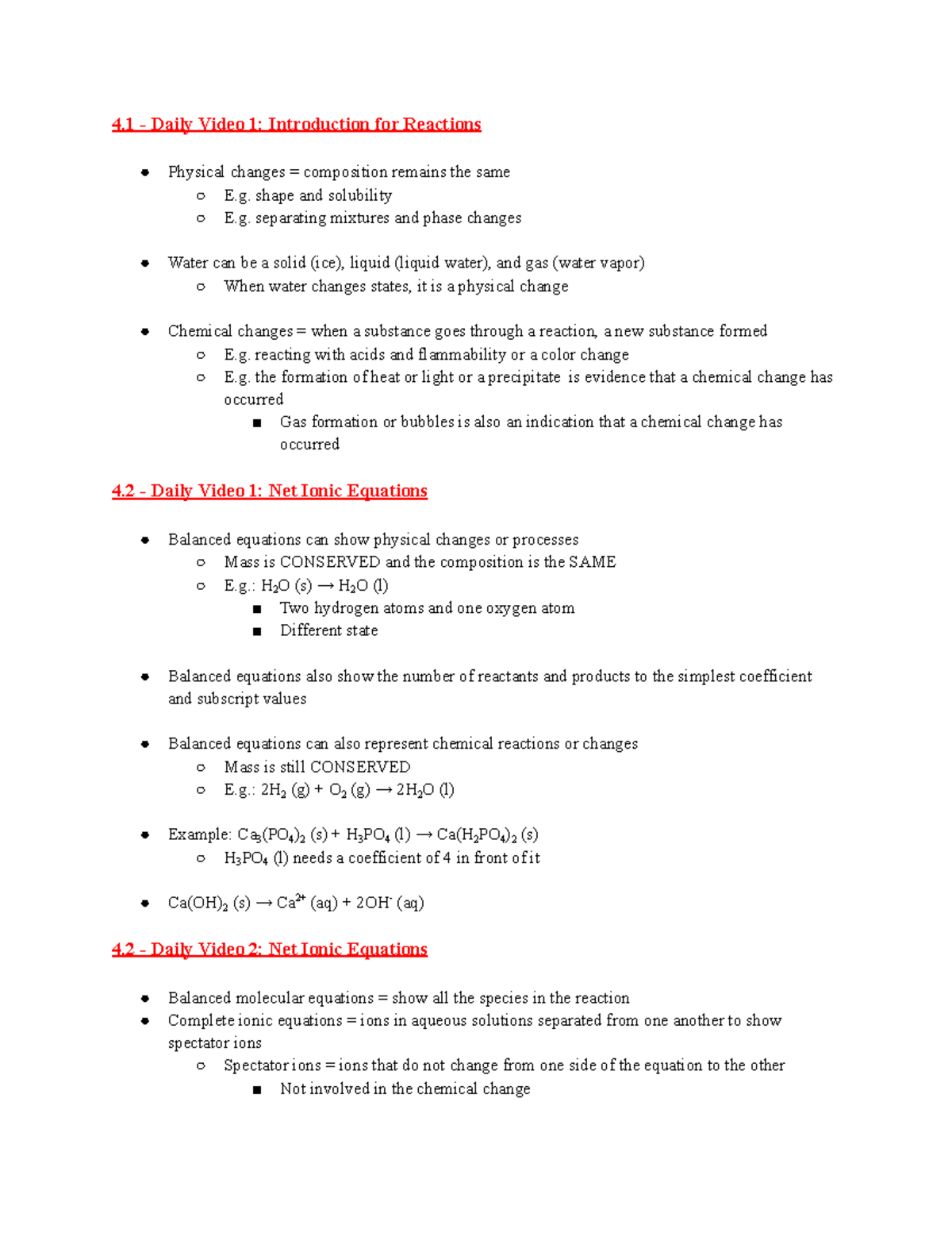 Unit 4 AP Chem Video Notes - 4 - Daily Video 1: Introduction for ...