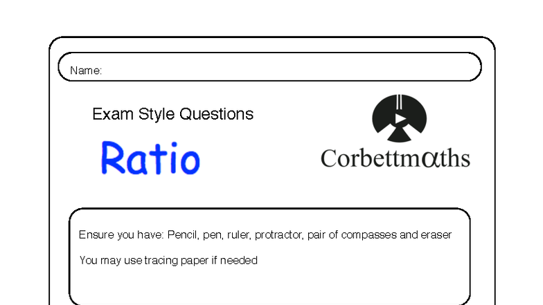 Maths Exam Style Questions: Ratios and Proportions Guide - Studocu