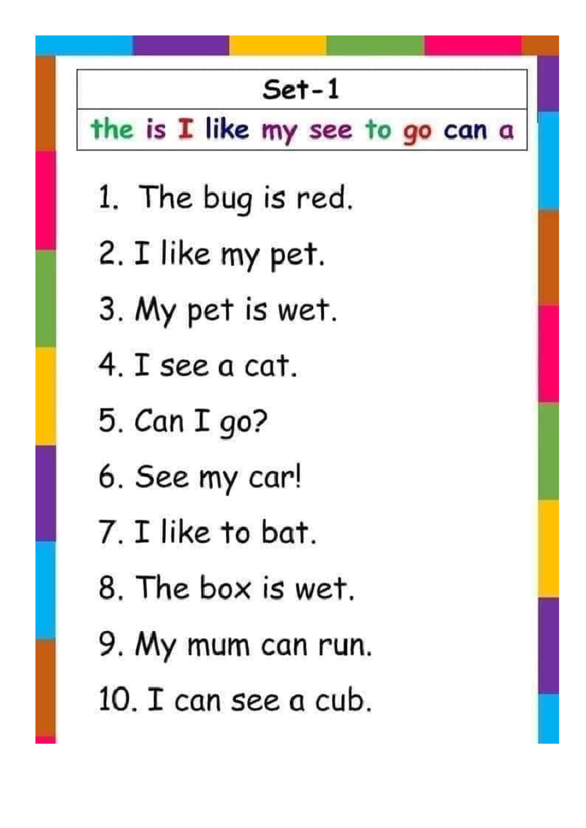 Sight Words IN Sentences: A Free Reading Resource - Studocu