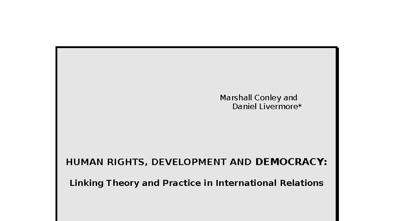 HUMAN RIGHTS, DEVELOPMENT AND DEMOCRACY: Theory & Practice Insights ...