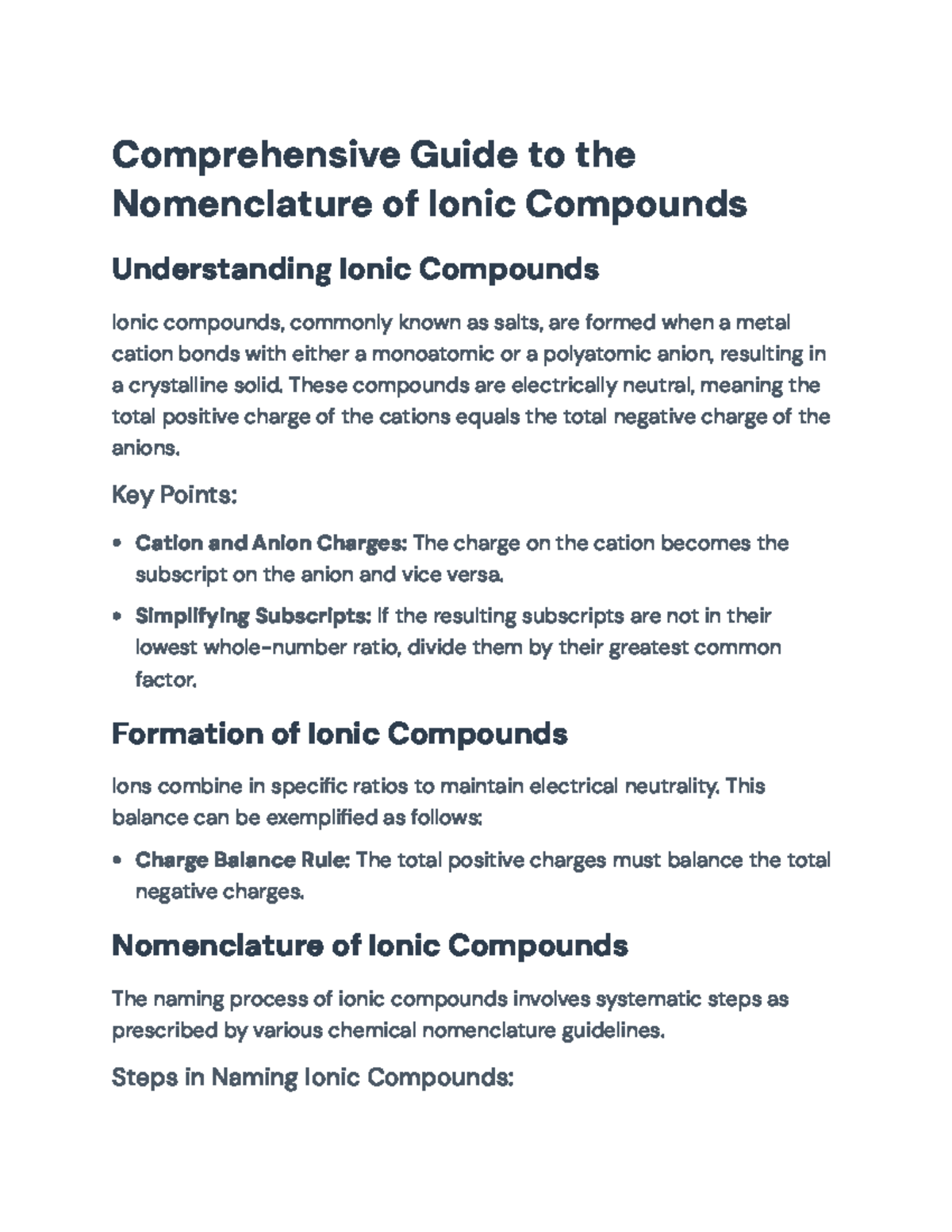 Comprehensive Guide to Nomenclature of Ionic Compounds for Chemistry ...