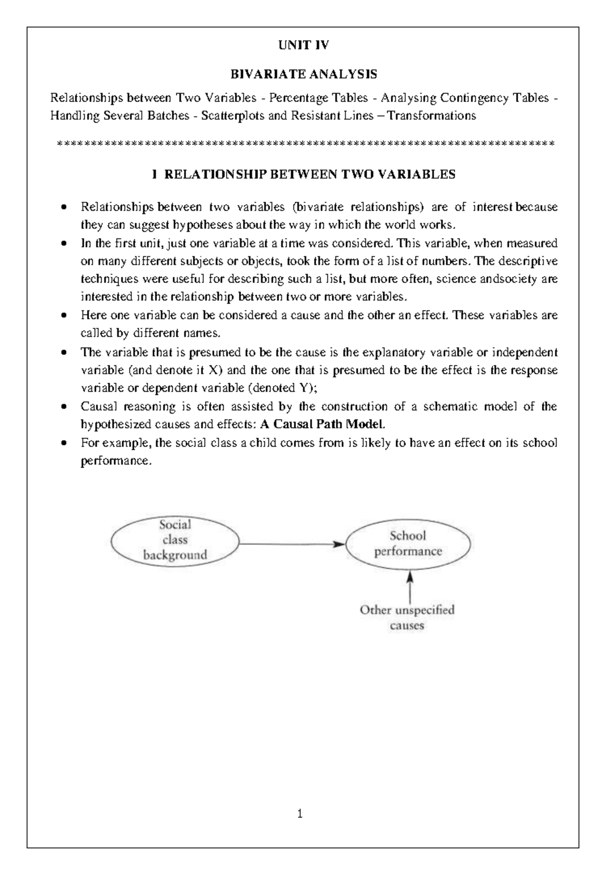 Bivariate Analysis and Contingency Tables - CSE Unit IV Notes - Studocu