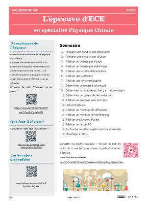 Formulaire DE Chimie - Unité Formule Application Quantité de matière n ...