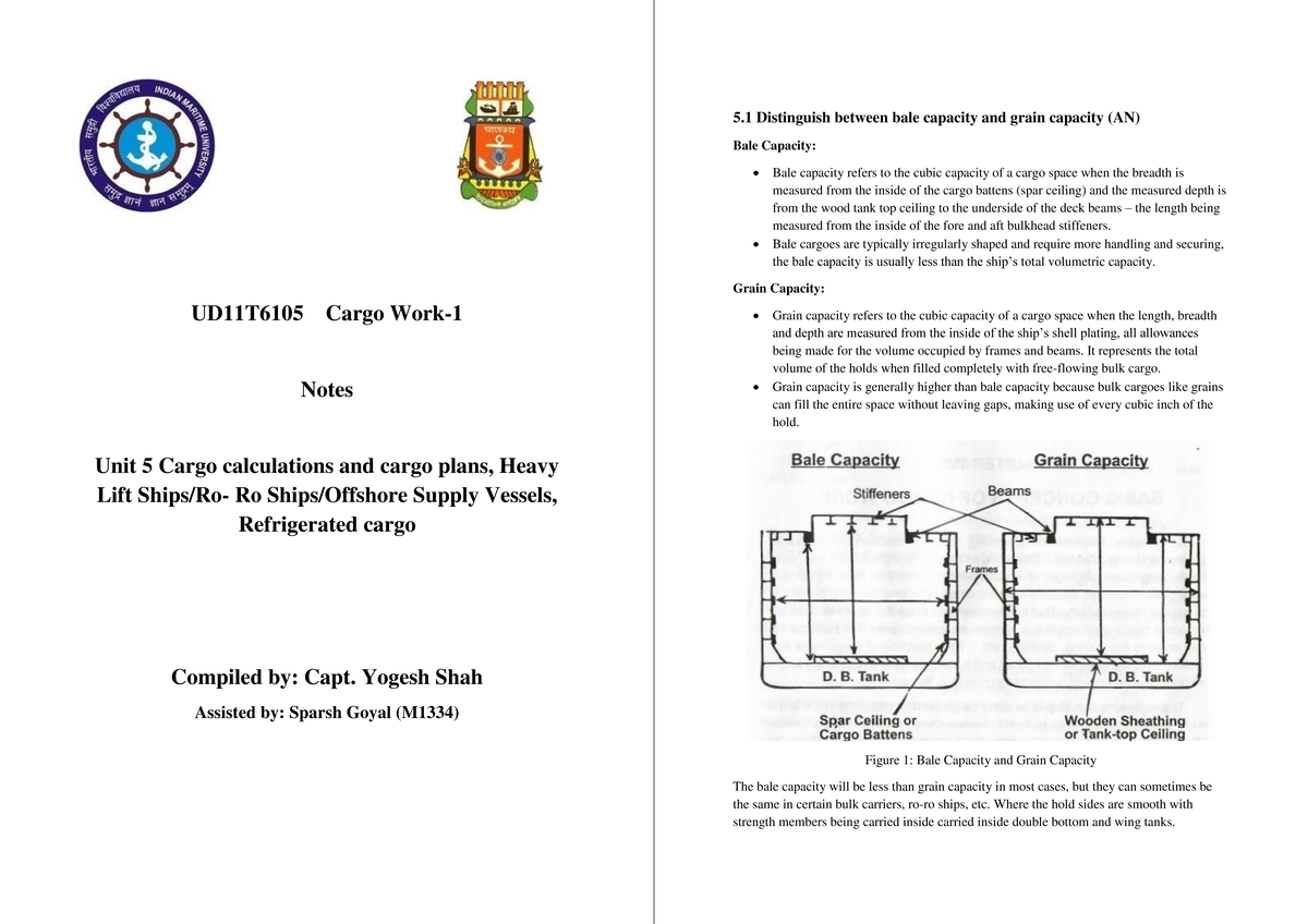 Cargo Work Chapter 5: Bale vs. Grain Capacity & Stowage Factors (AN ...