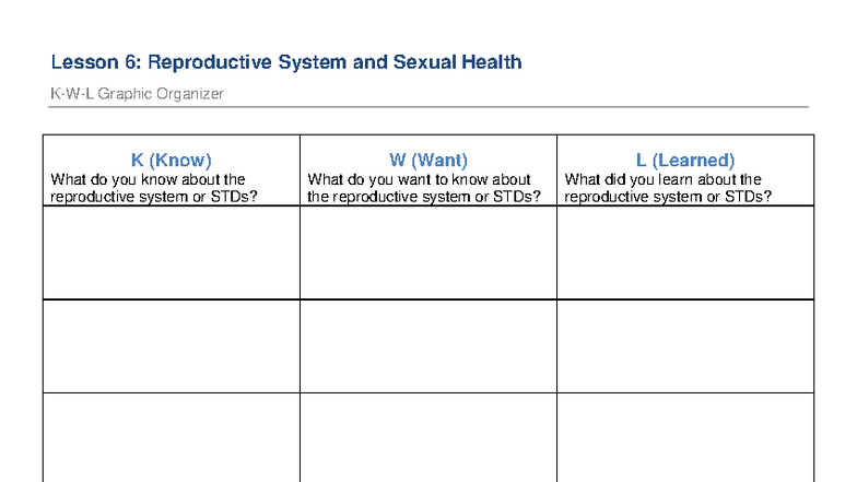 Lesson 6: Reproductive System & Sexual Health Overview - Studocu