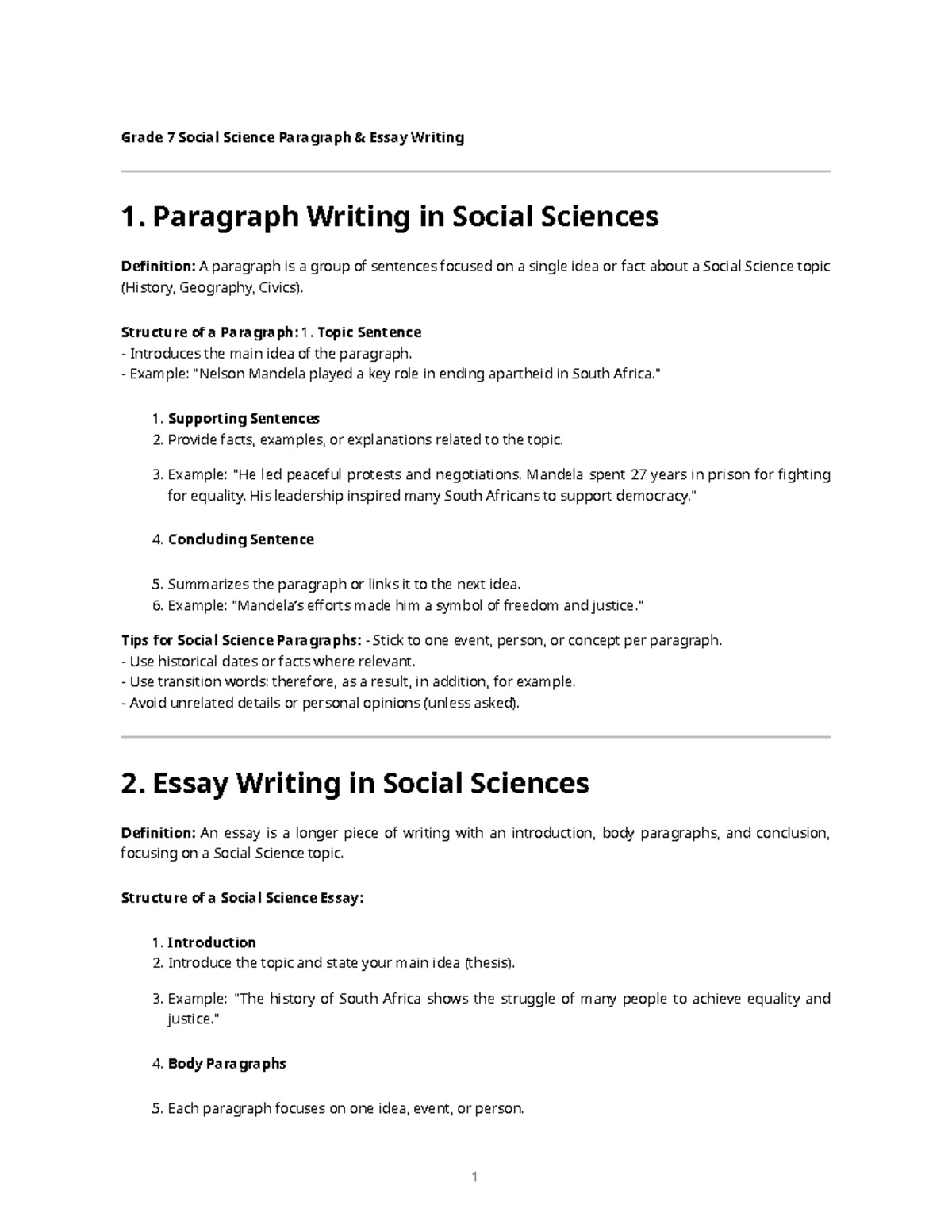 Grade 7 Sosc Essay & Paragraph Writing Notes - Studocu
