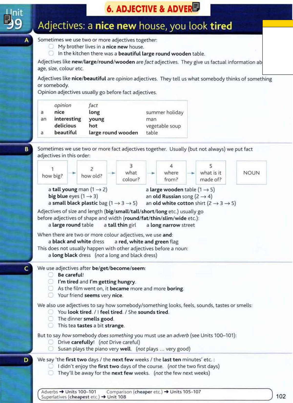 Unit 6: Adjectives and Adverbs - Grammar Practice Notes - Studocu