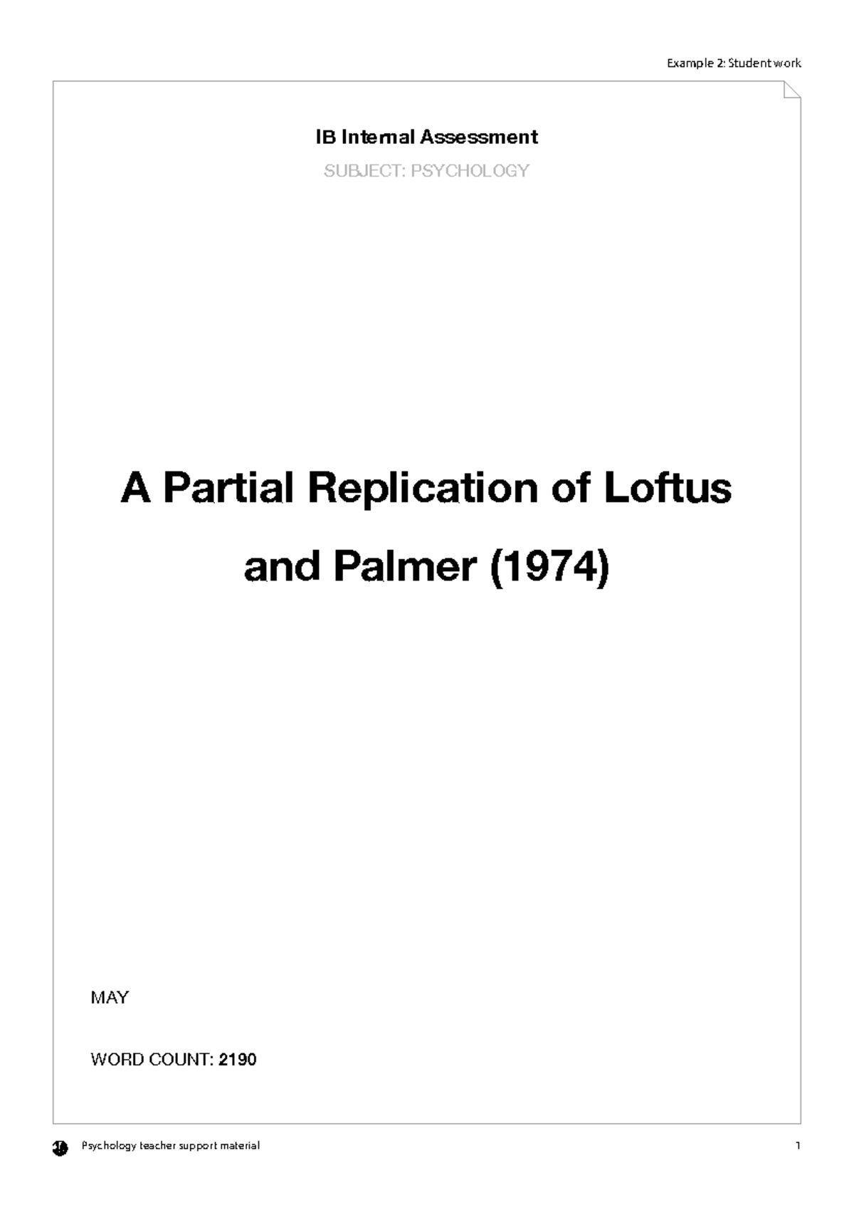 PSY-IA: Loftus and Palmer (1974) Memory Experiment Analysis - Studocu