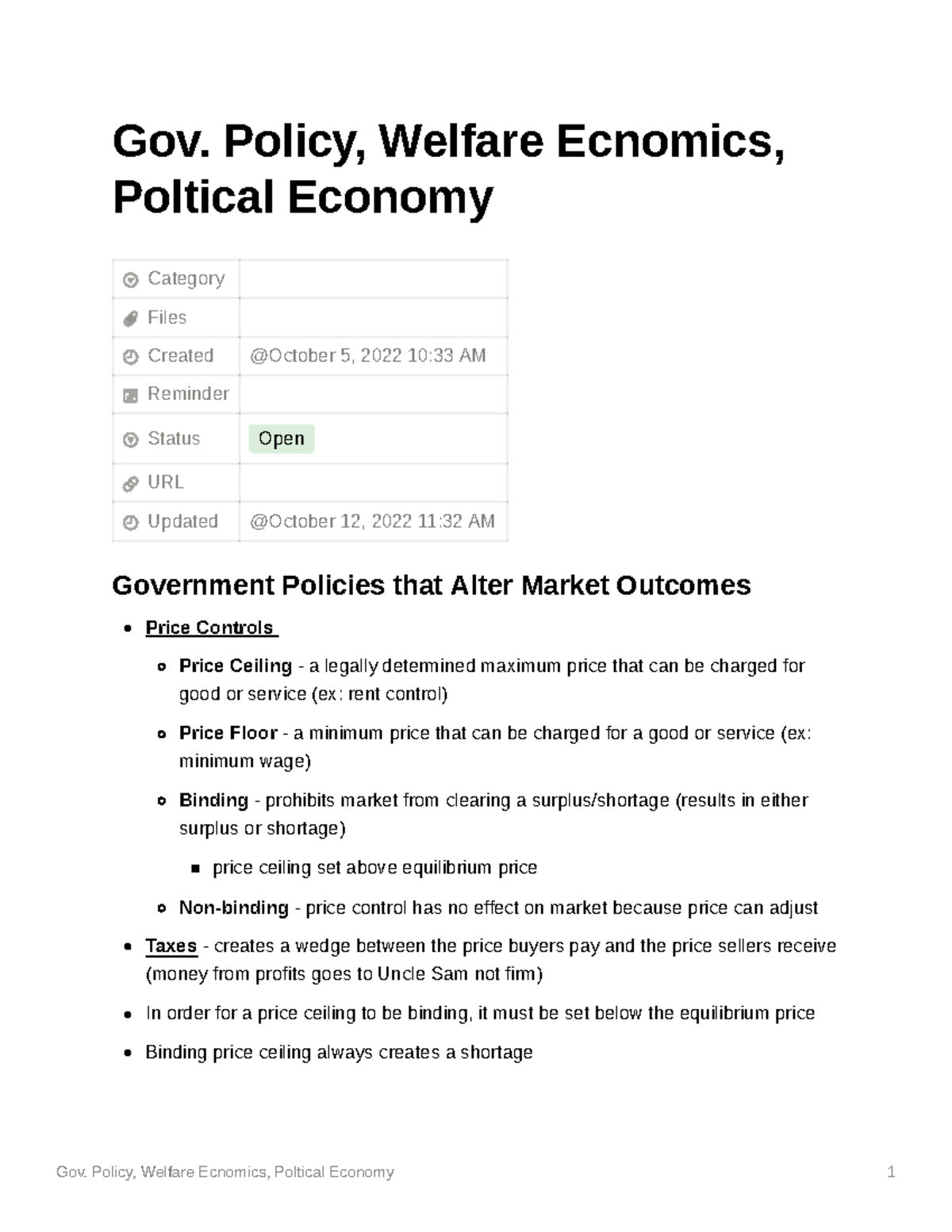 Microeconomics Notes - Gov. Policy, Welfare Ecnomics, Poltical Economy ...