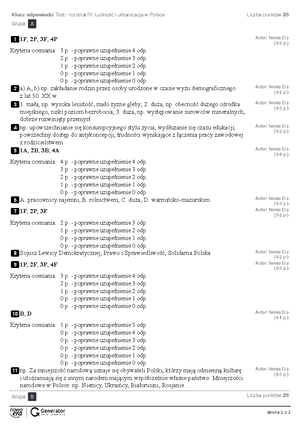 Test - rozdział 2. Ludność i urbanizacja w Polsce Test (z widoczną ...