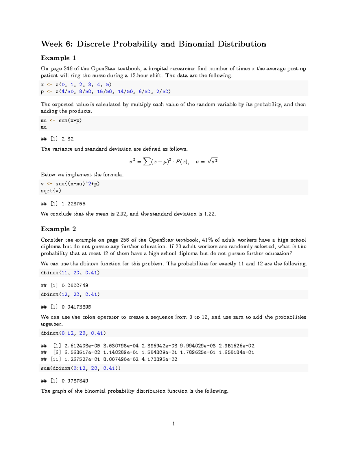 Week6 - lecture - Week 6: Discrete Probability and Binomial ...