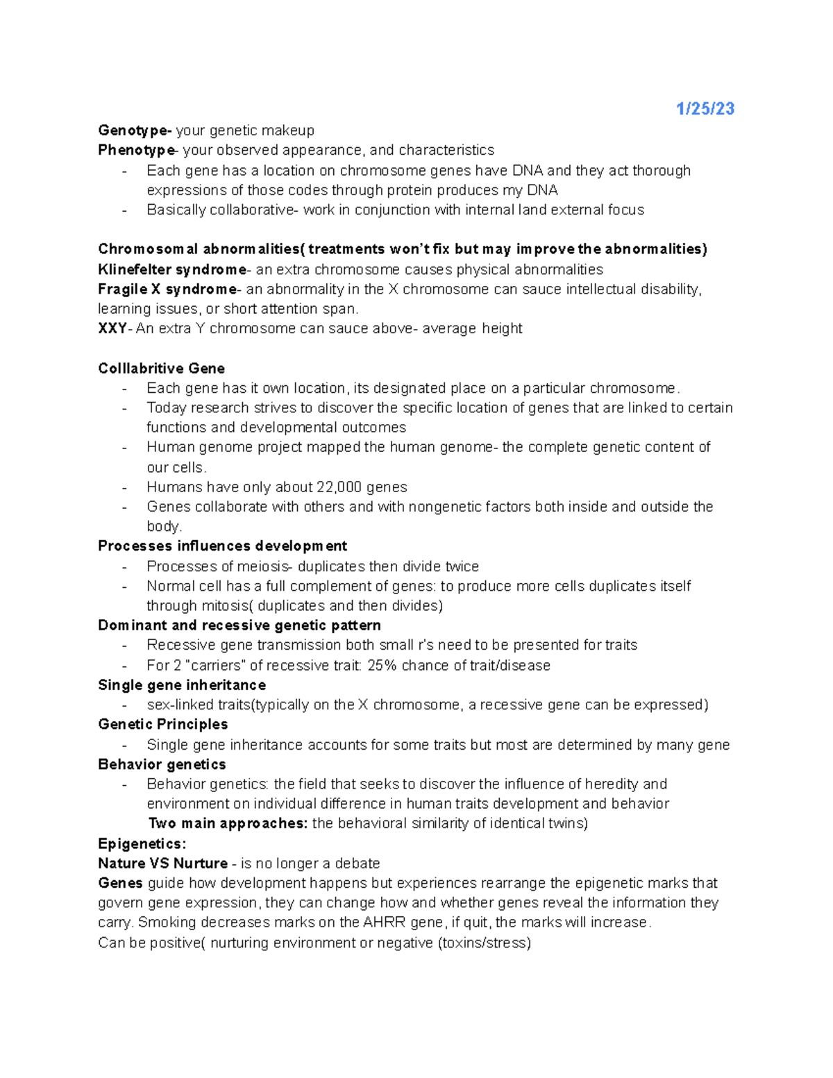 Human Development: Genetic & Environmental Influences on Growth - Studocu