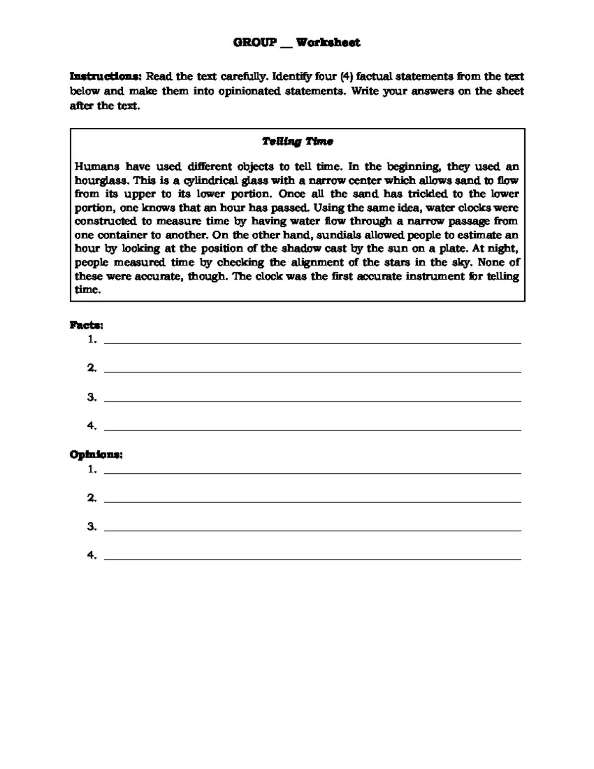 Worksheets - Identifying Fact vs. Opinion Activity - Studocu