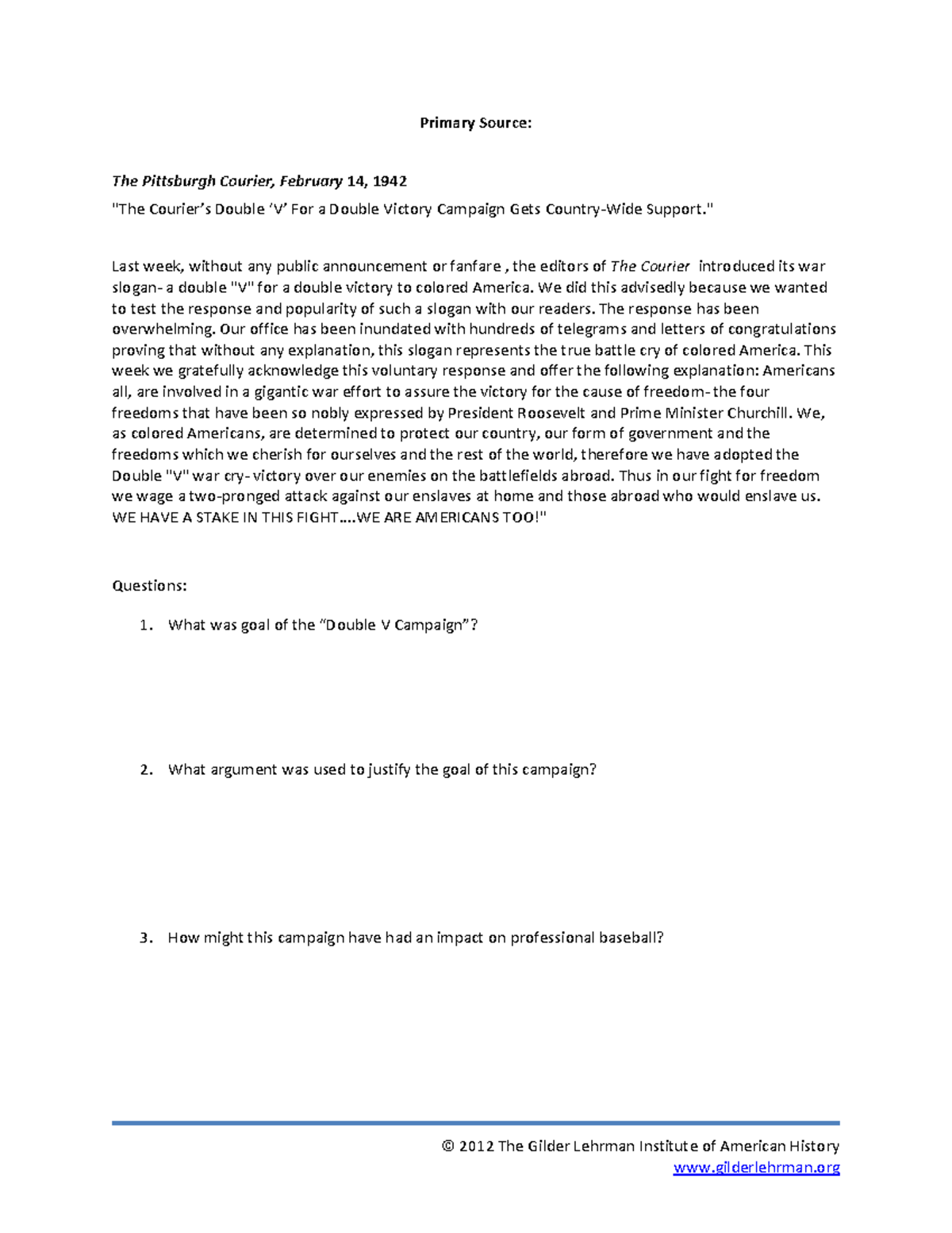 Double V Campaign Overview - United States History Document - Studocu