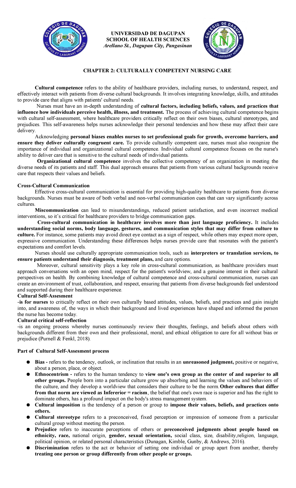 Cultural Competence in Nursing Care - Transcultural Nursing 1 - Studocu
