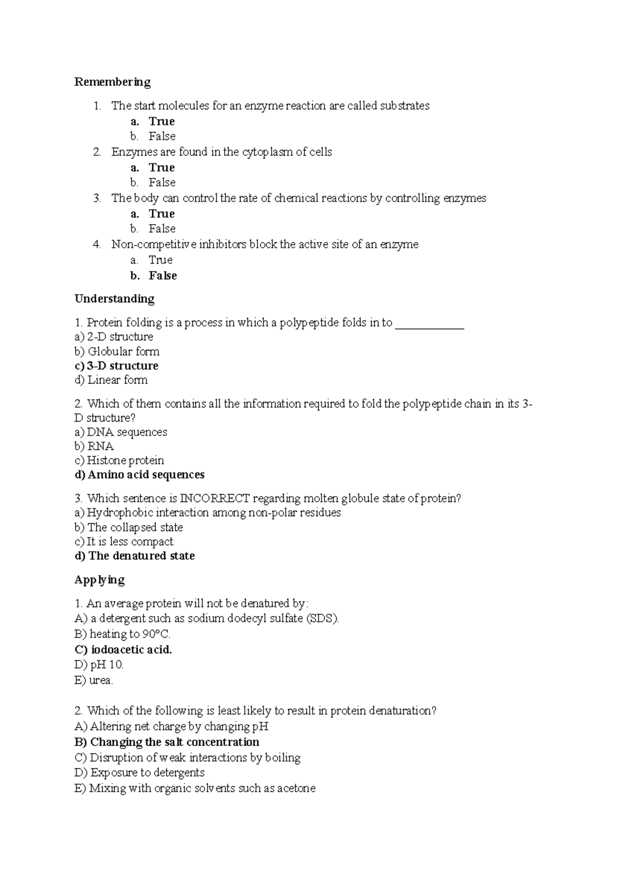 Biochemistry Exam Questions Part 1 - Remembering The start molecules ...