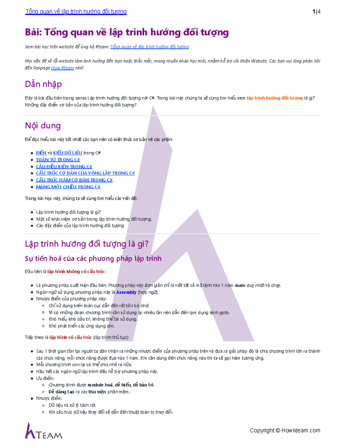 Howkteam.VN - Tổng quan về lập trình hướng đối tượng - Bài: Tổng quan ...