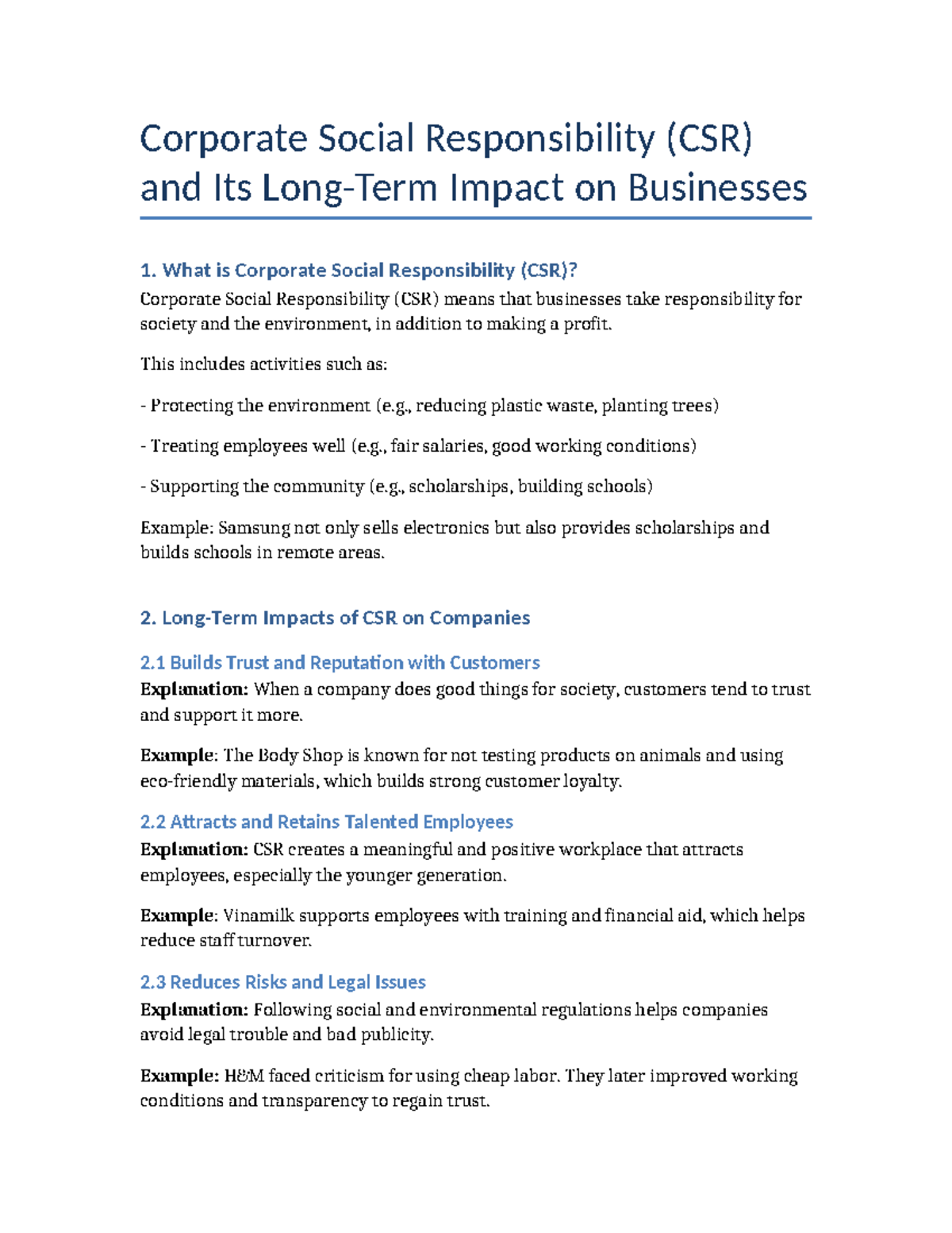CSR and Its Long-Term Impact on Businesses: A Comprehensive Overview ...