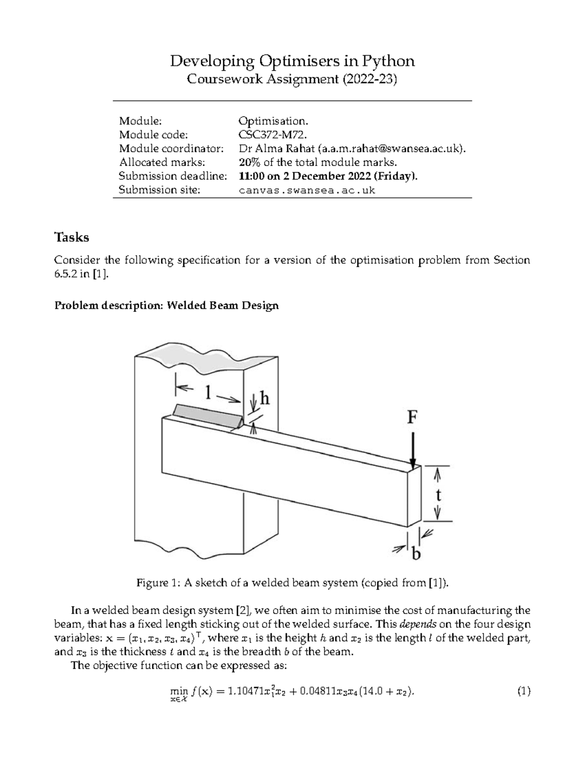 CW1 2022 23 - notes - Developing Optimisers in Python Coursework ...
