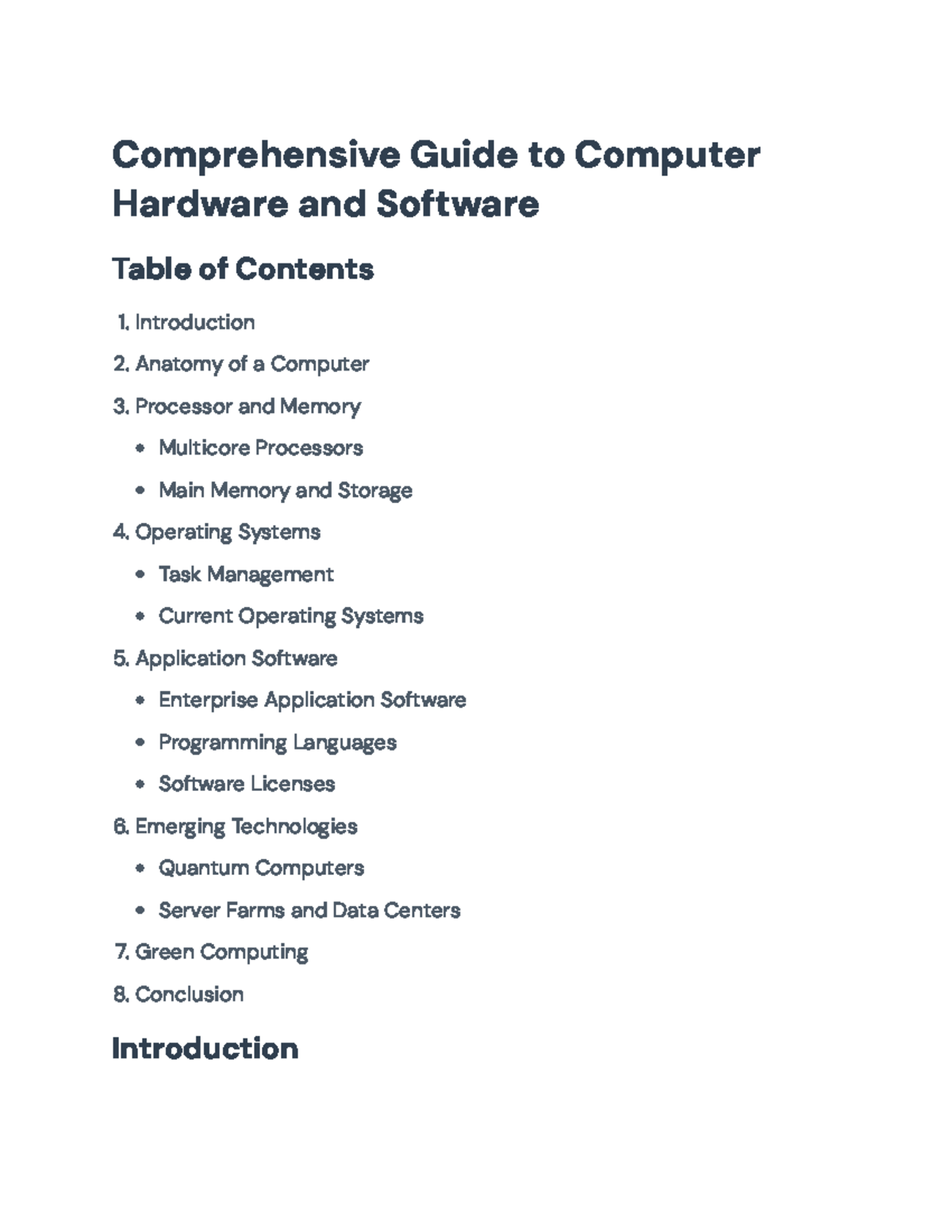 Comprehensive Guide to Computer Hardware and Software (CIT-101 ...
