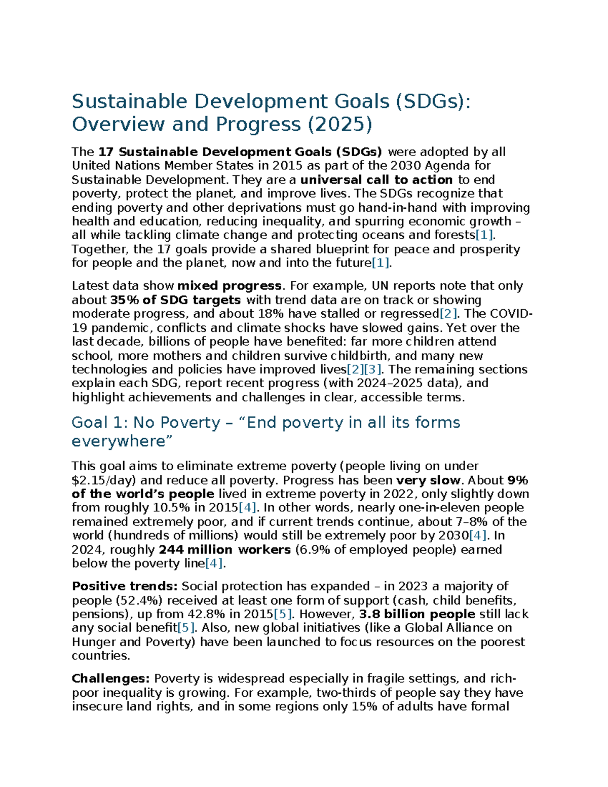 Sustainable Development Goals (SDGs) Overview & Progress Report (2025 ...