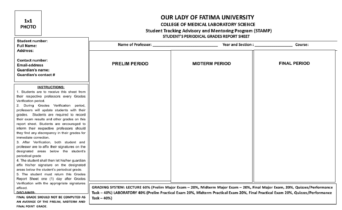 Student Periodical Grades Report ( Template 2022) - BIOCHEMISTRY - OUR ...