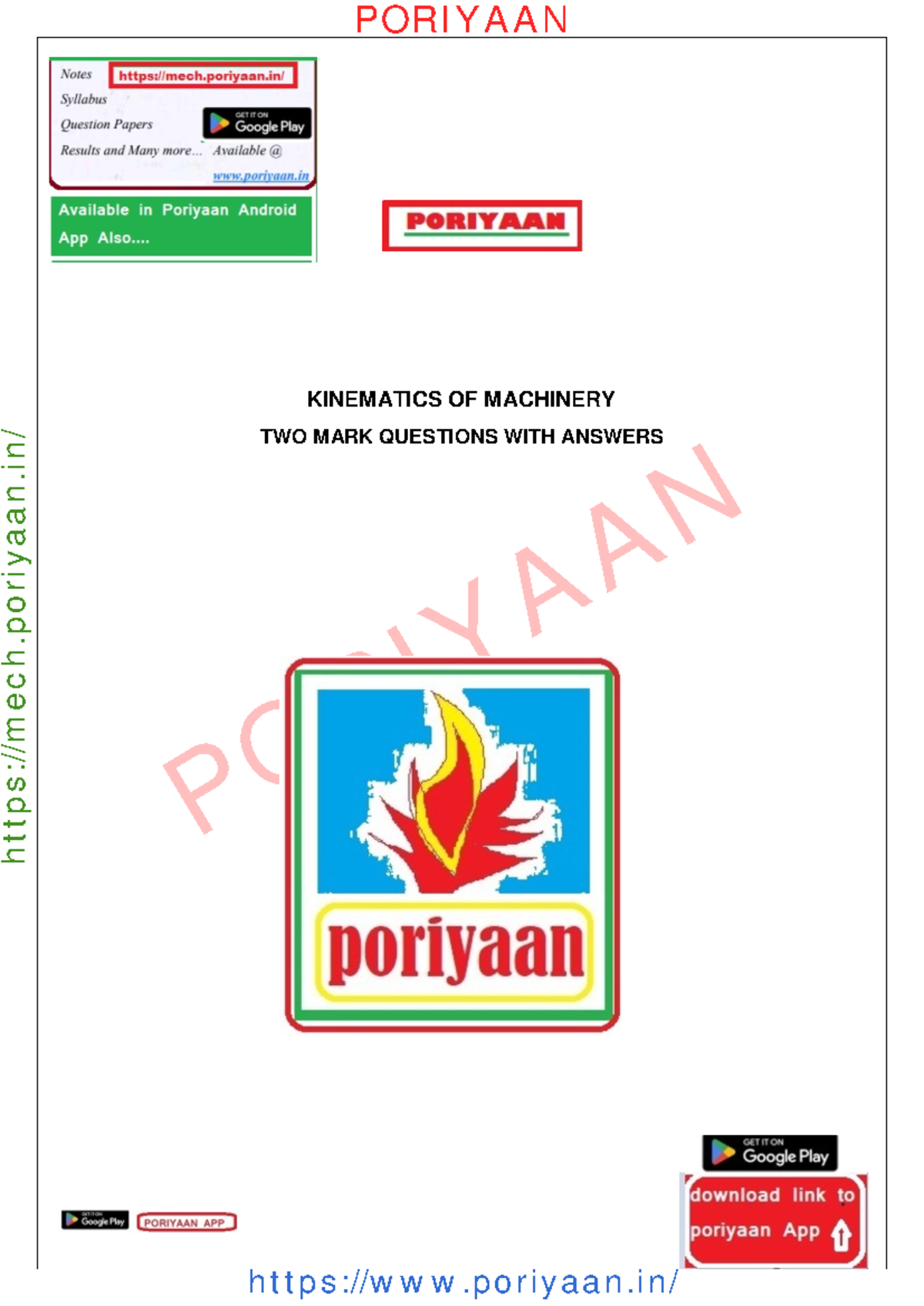 ME6401 Kinematics of Machinery Two Marks Questions & Answers Set 2 - Studocu