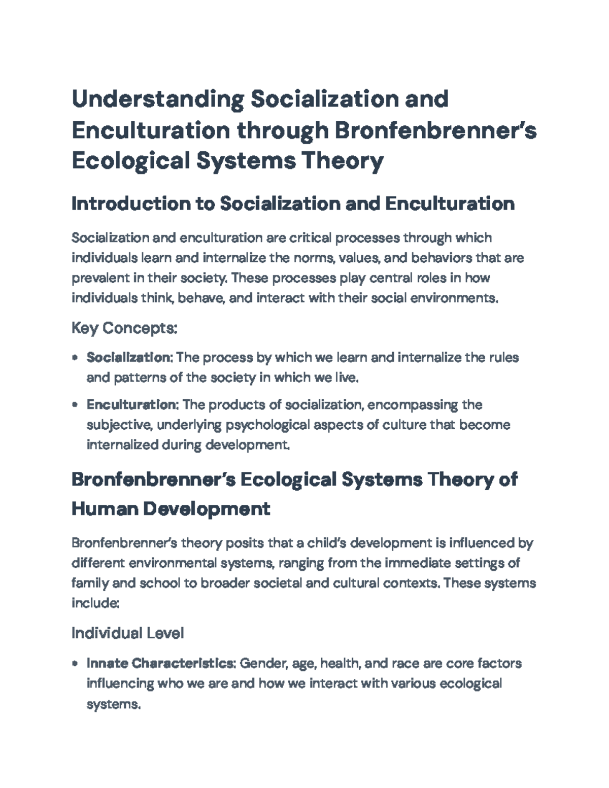 Understanding Socialization & Enculturation via Ecological Systems ...