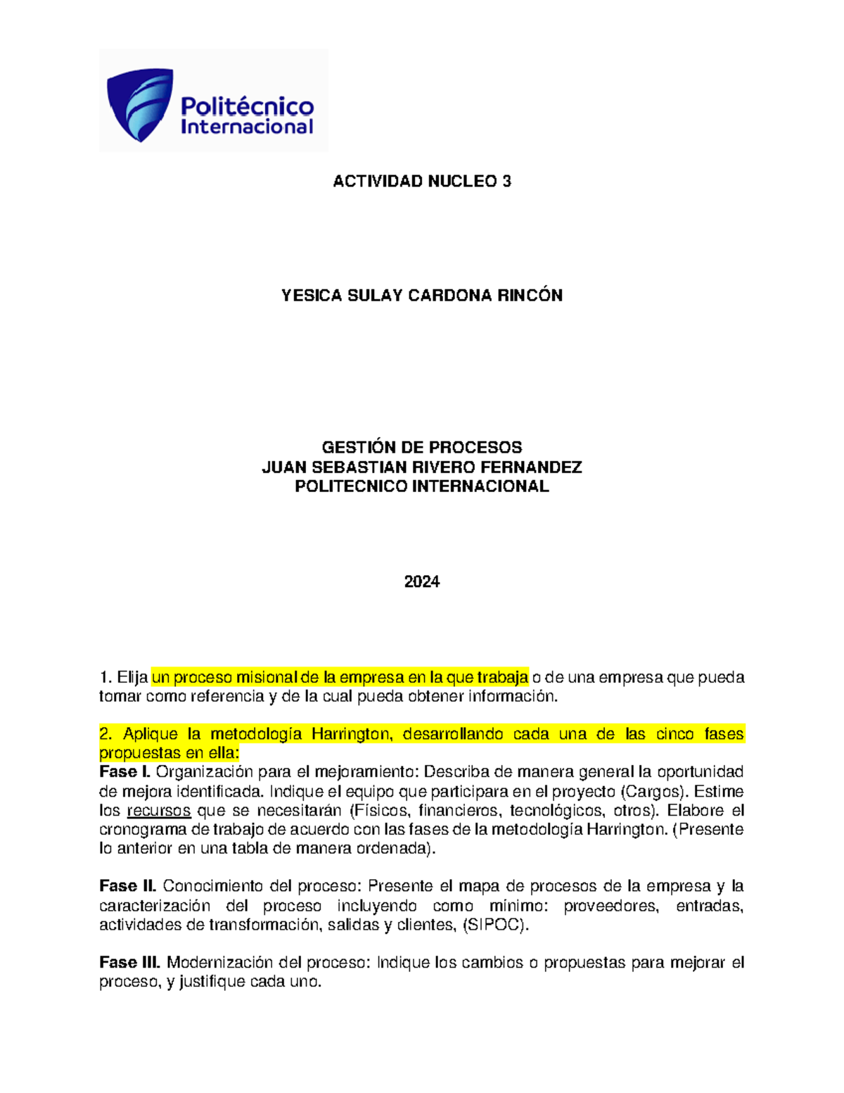 Actividad Núcleo 3 - Gestión de Procesos en Educación y Mejora Continua ...