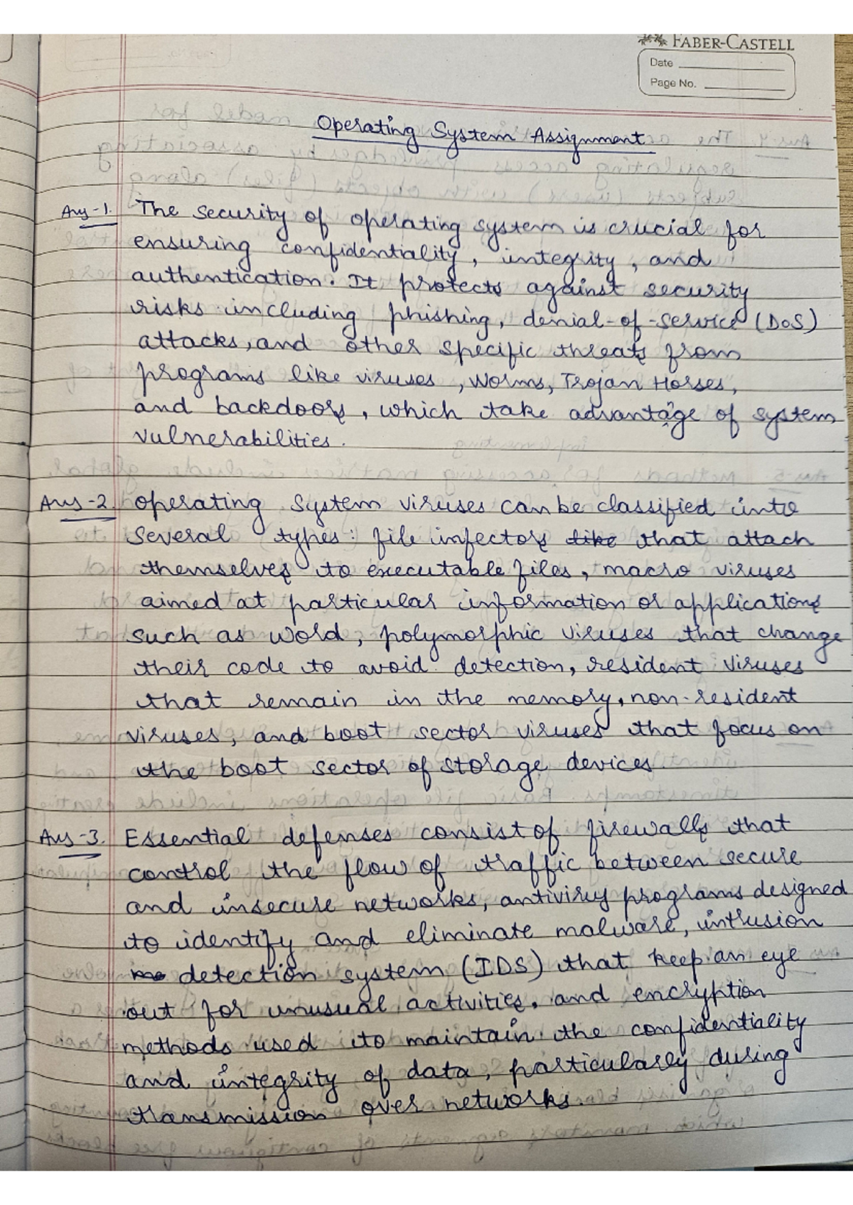 Aman - OS assignment - Date Page No. Operating System Assignment Any ...