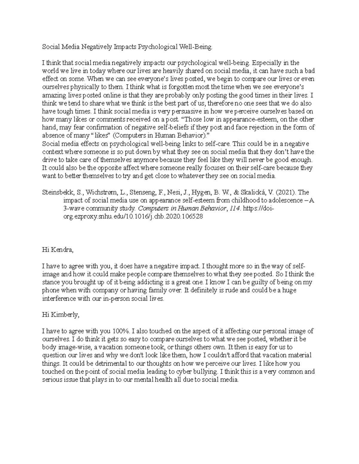 Psychology 101 - Discussion on Social Media's Negative Impact on Well ...