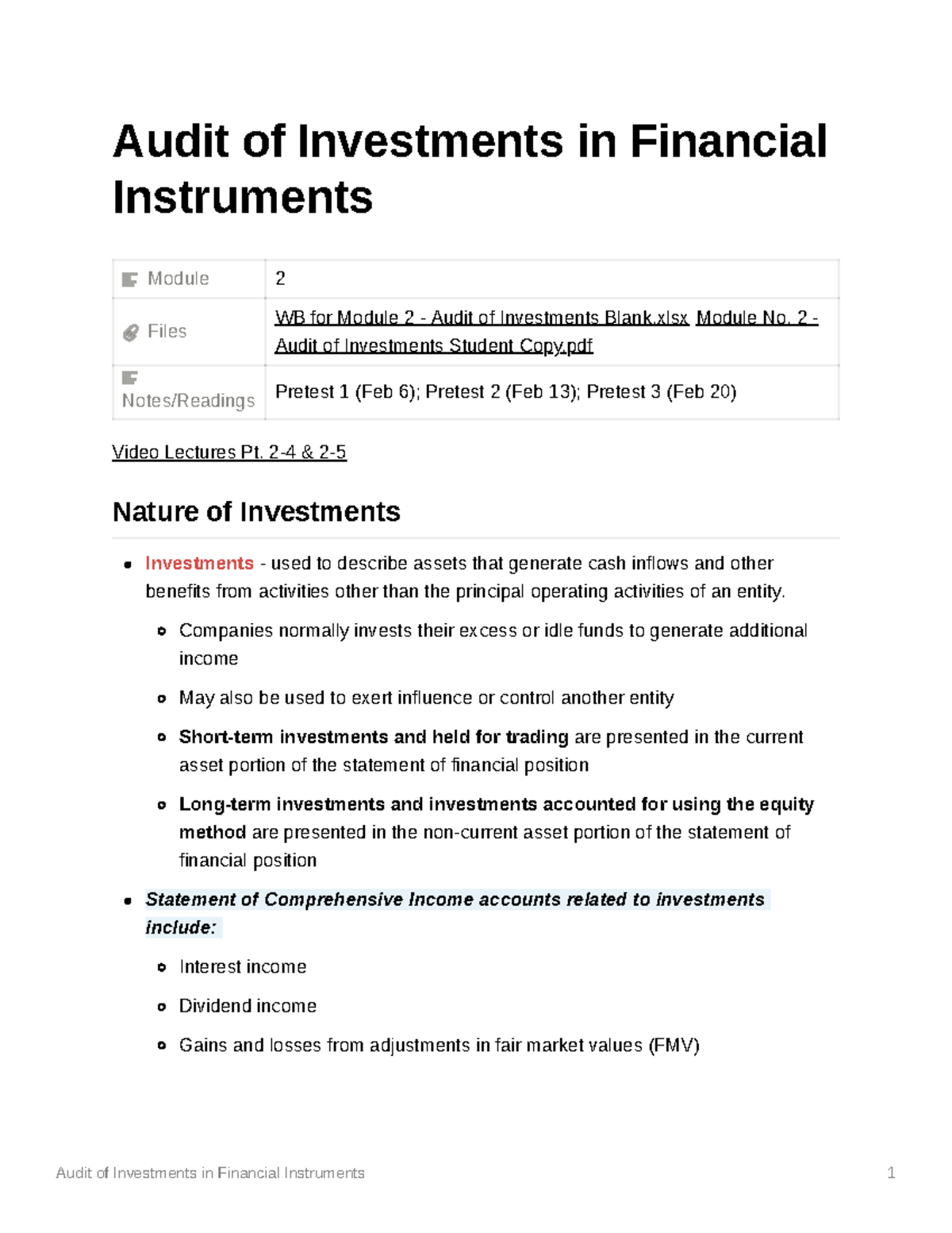 Audit of Investments in Financial Instruments: Detailed Study Guide ...