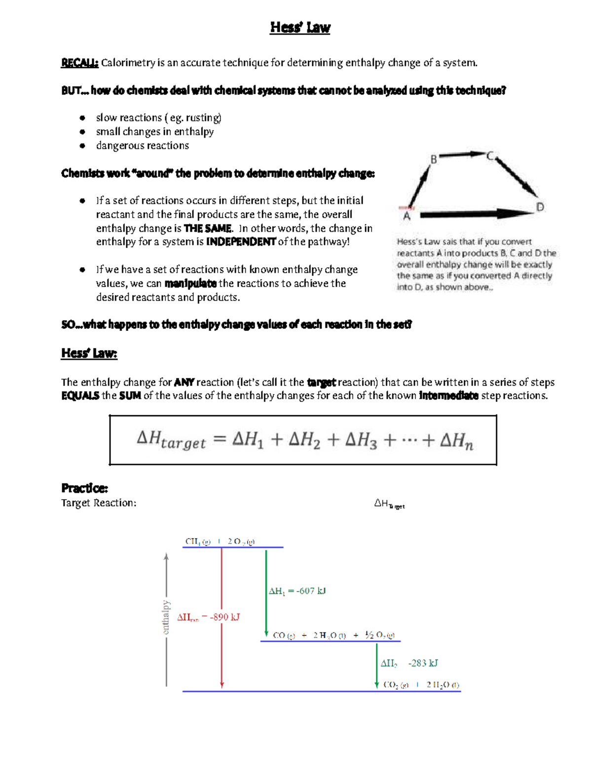 Hess' Law: Understanding Enthalpy Changes in Chemical Reactions (CHEM ...