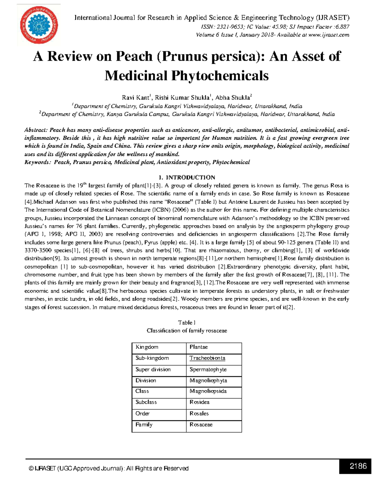 A Review on Medicinal Properties of Peach (Prunus persica) - IJRASET ...