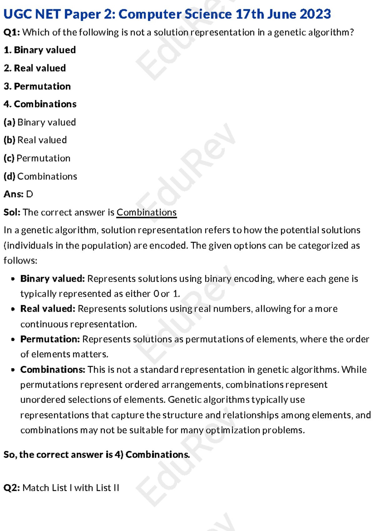 Edu Rev UGC NET Paper 2: Computer Science Solutions & Explanations ...