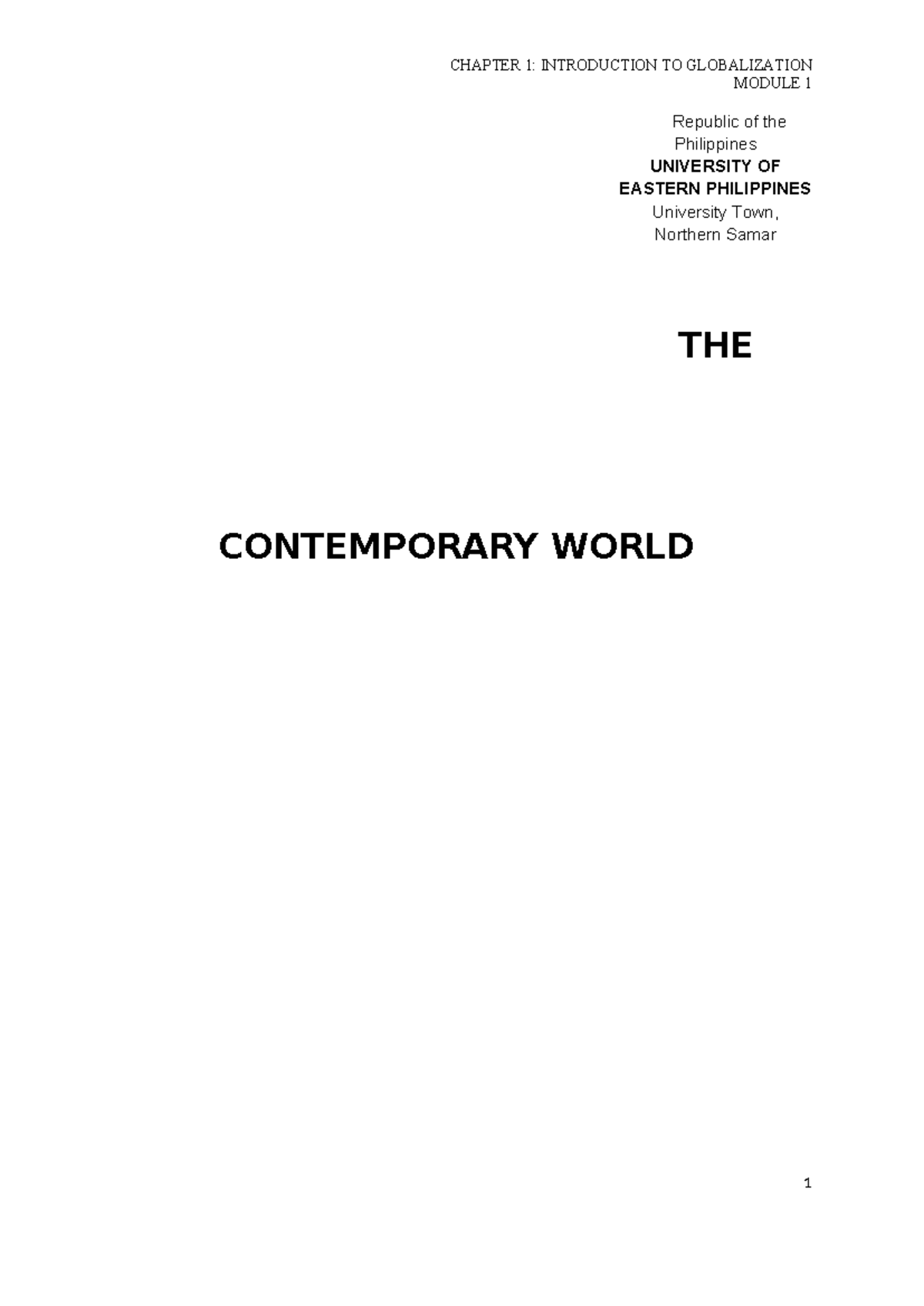 CHAPTER 1: INTRODUCTION TO GLOBALIZATION (MODULE 1) - Studocu