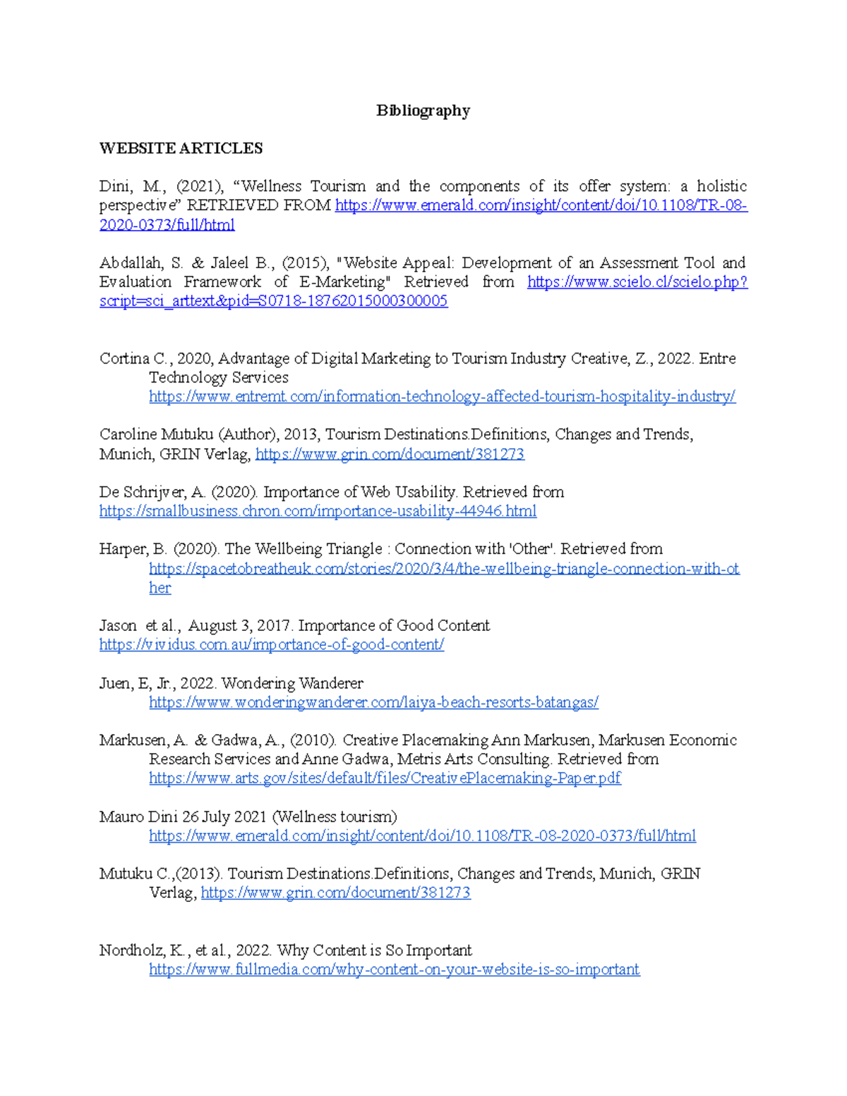 Bibliography - Bibliography WEBSITE ARTICLES Dini, M., (2021 ...