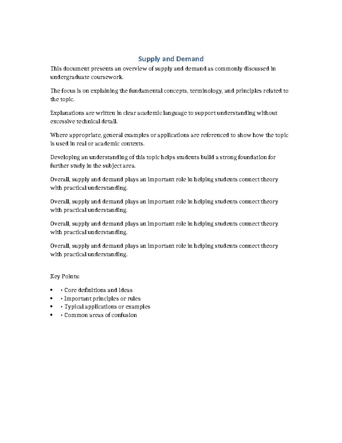 31 Supply and Demand - Overview and Key Concepts in Economics - Studocu
