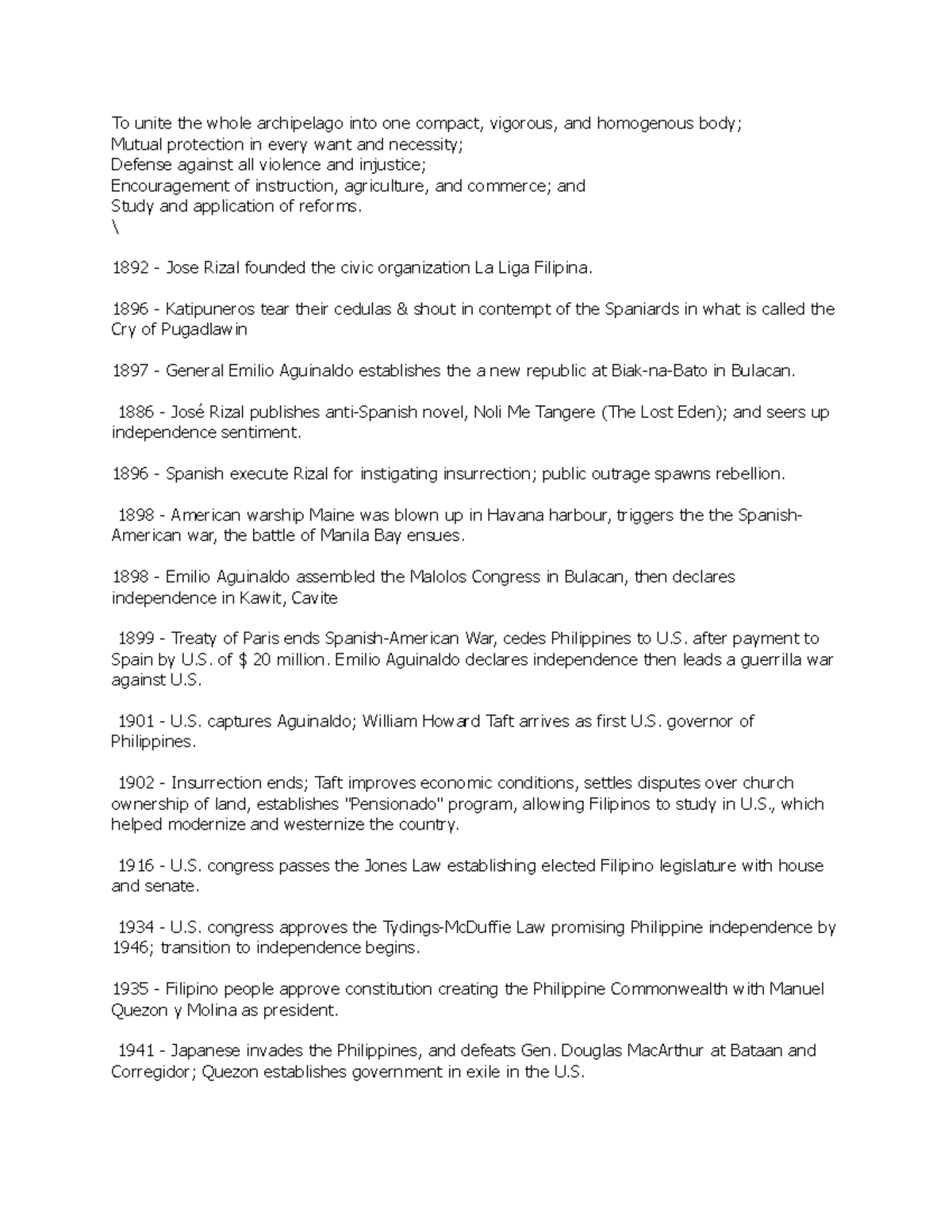 History phil - LECTURE NOTES - To unite the whole archipelago into one ...