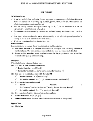 BMS 100 SET Theory Examples WITH Solutions (1) - Management mathematics ...