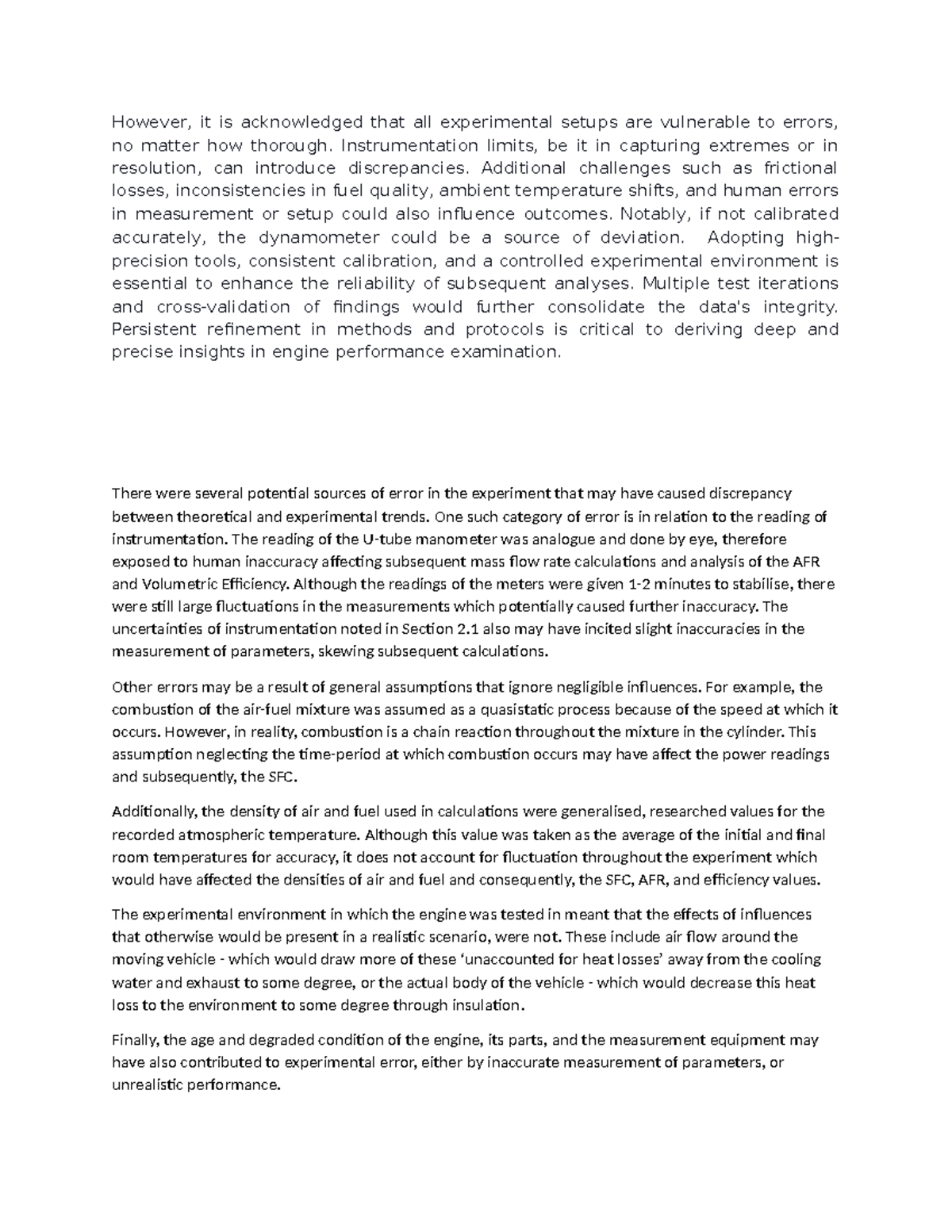 ENGR 301: Analysis of Experimental Errors in Engine Performance - Studocu