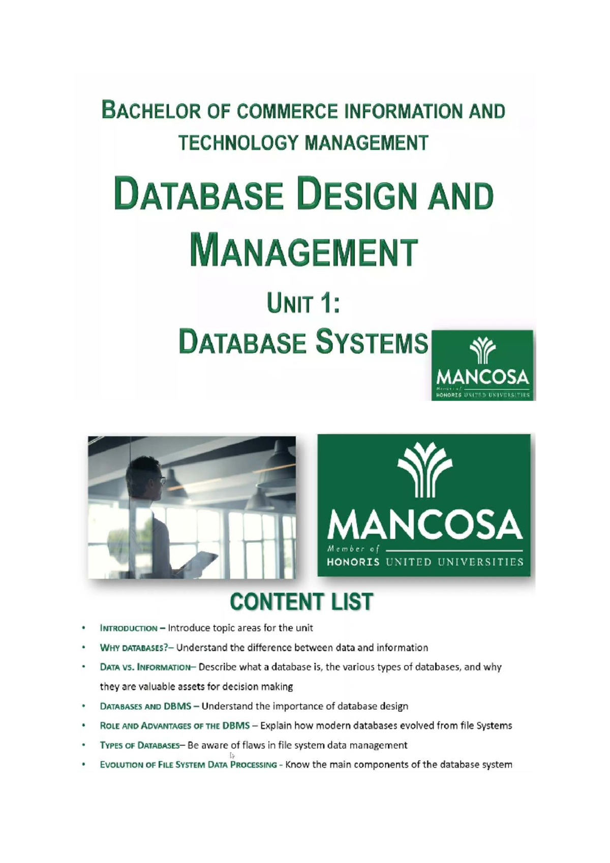 Database Design and Management and Principles of E-Commerce - Structure ...
