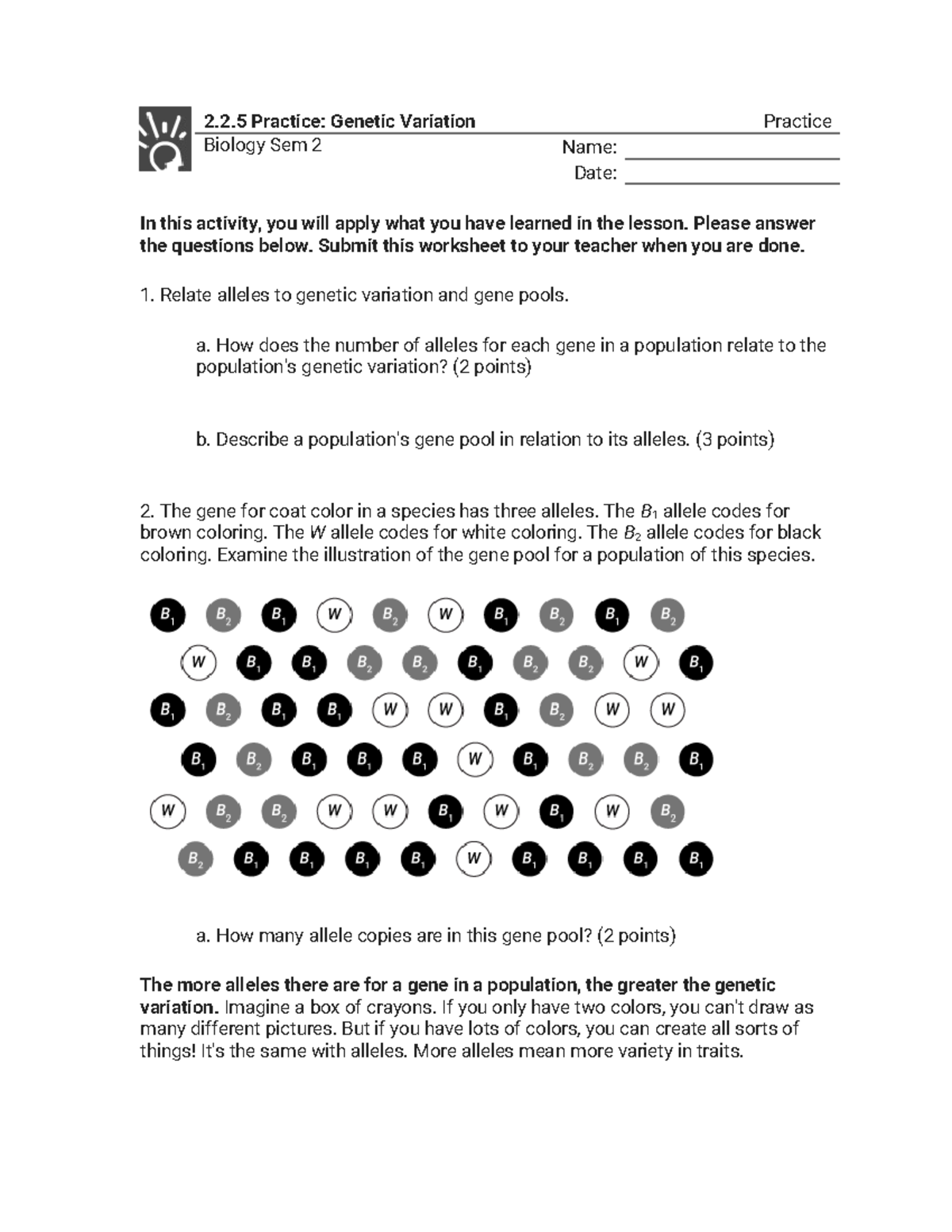 2.2.5 Practice - Genetic Variation (Practice) - 2.2 Practice: Genetic ...